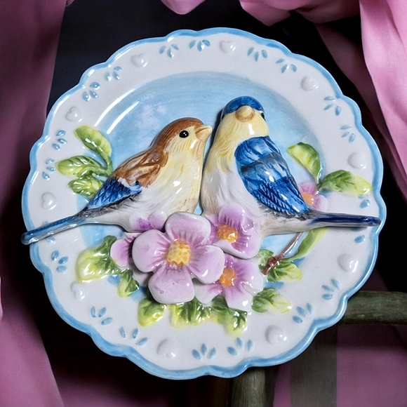 GANZ | Wall Decor | Vintage Ganz 3d Blue And Pink Bird Porcelain Wall ...